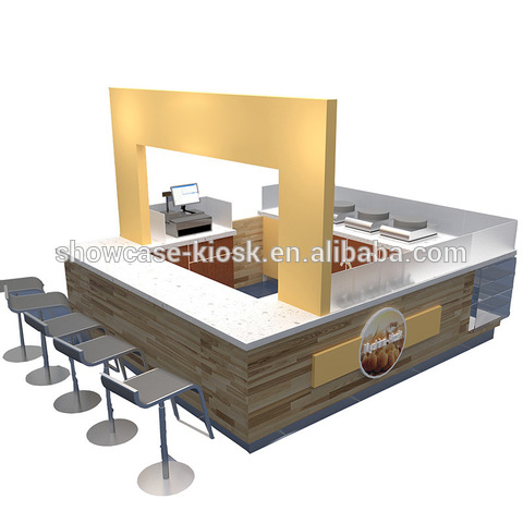 Customized bakery kiosk food cart design wooden bakery display counter ...