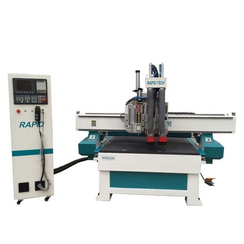 Double spindle cabinet door making machine atc cnc wood router with vac ...