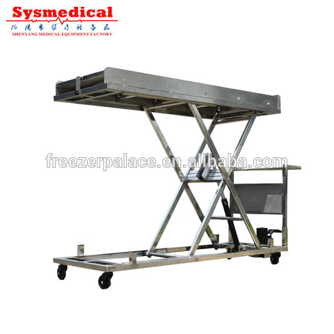 Sysmedpalace stainless steel funeral hydraulic lift trolley hydraulic ...