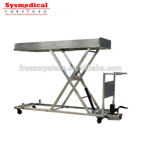 Sysmedpalace stainless steel funeral hydraulic lift trolley hydraulic ...