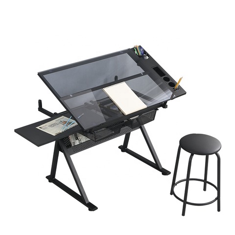 Hot sale drawing desk with stool adult kids drafting table for ...